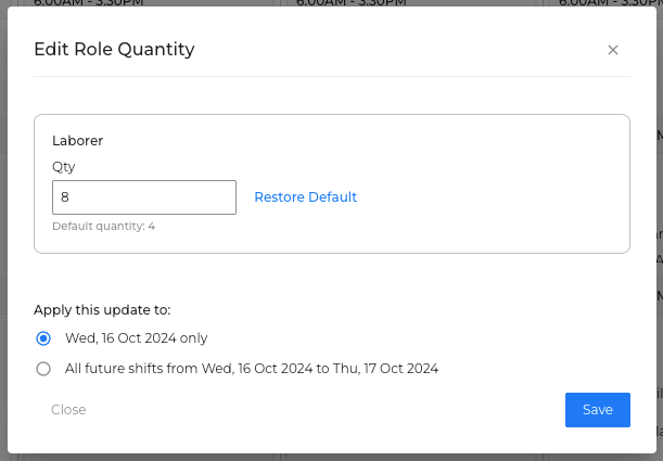 Adjusting Resource Quantities For Each Shift Assignar Support