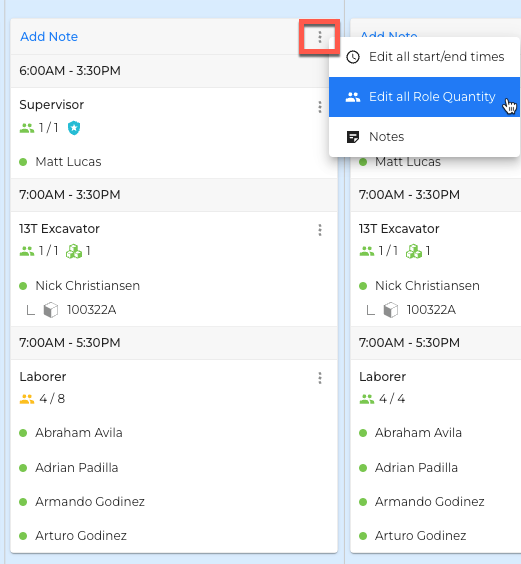 Adjusting Resource Quantities For Each Shift Assignar Support