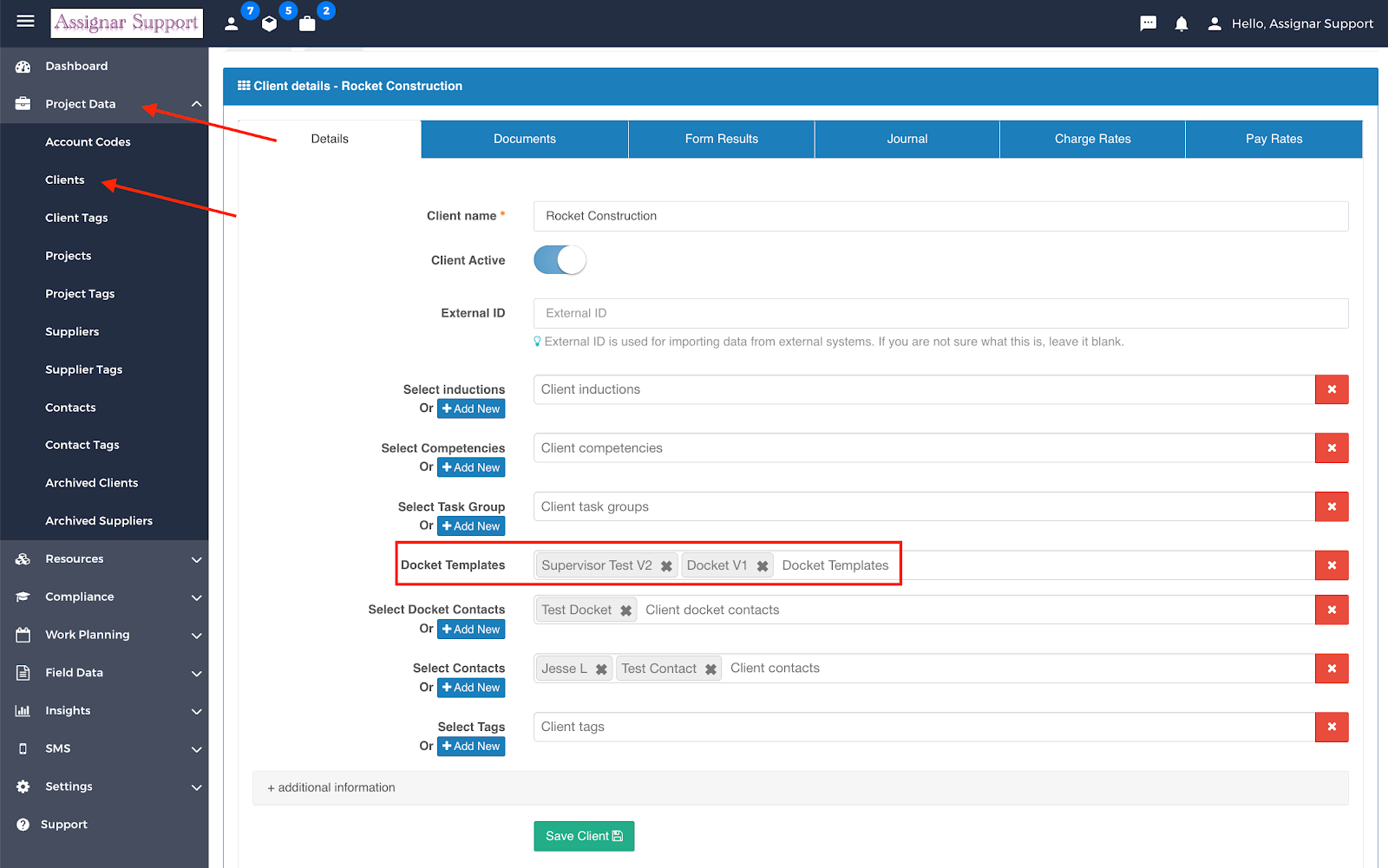 Auto-populating worker information in Dockets (tickets) – Assignar Support