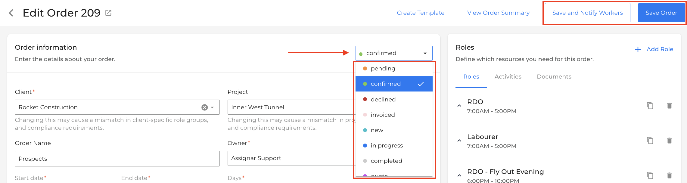 Order Statuses – Assignar Support