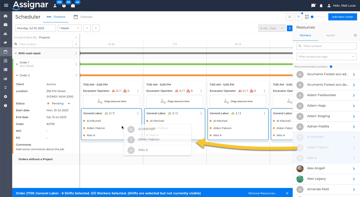 Assign Resources to Orders and Shifts – Assignar Support