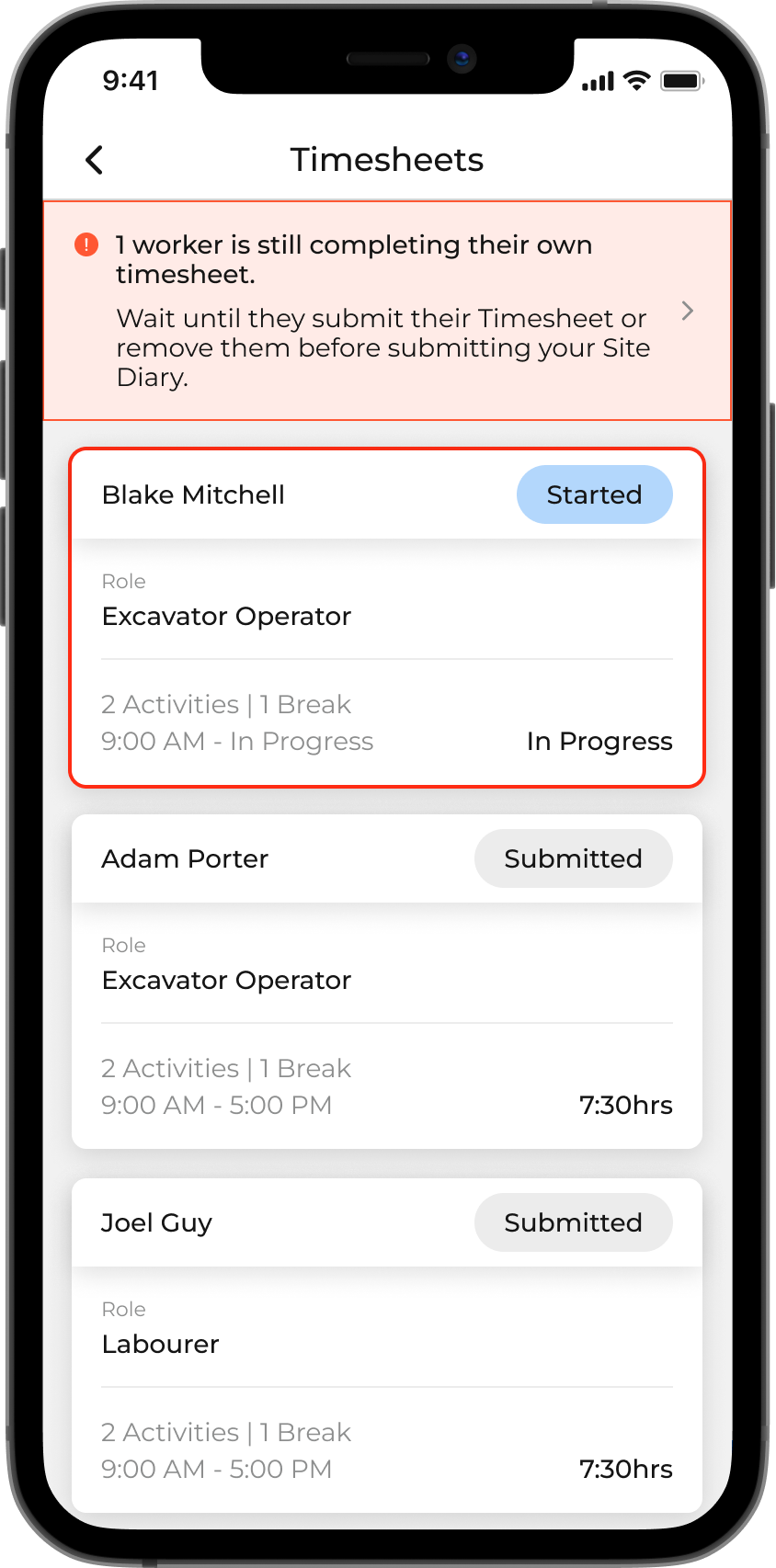 Reviewing your Crew's Timesheets in Site Diary – Assignar Support